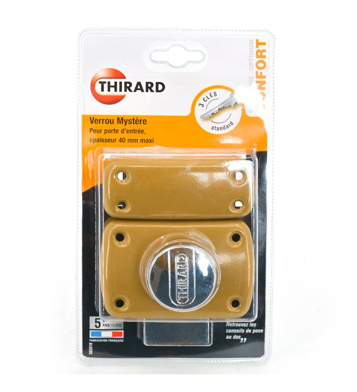 Verrou de porte haute sécurité à bouton 40 mm Mystere THIRARD